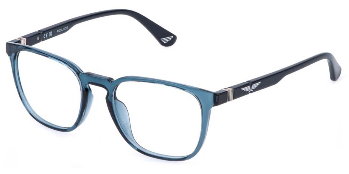 Police VPLQ67 ORIGINS LITE 33 06G5 Square Shiny Transparent Blue Frame ...